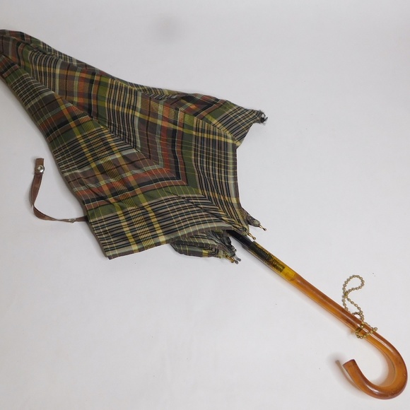 Vintage 1940s | Accessories | Vintage Brown Bakelite Handled Plaid ...